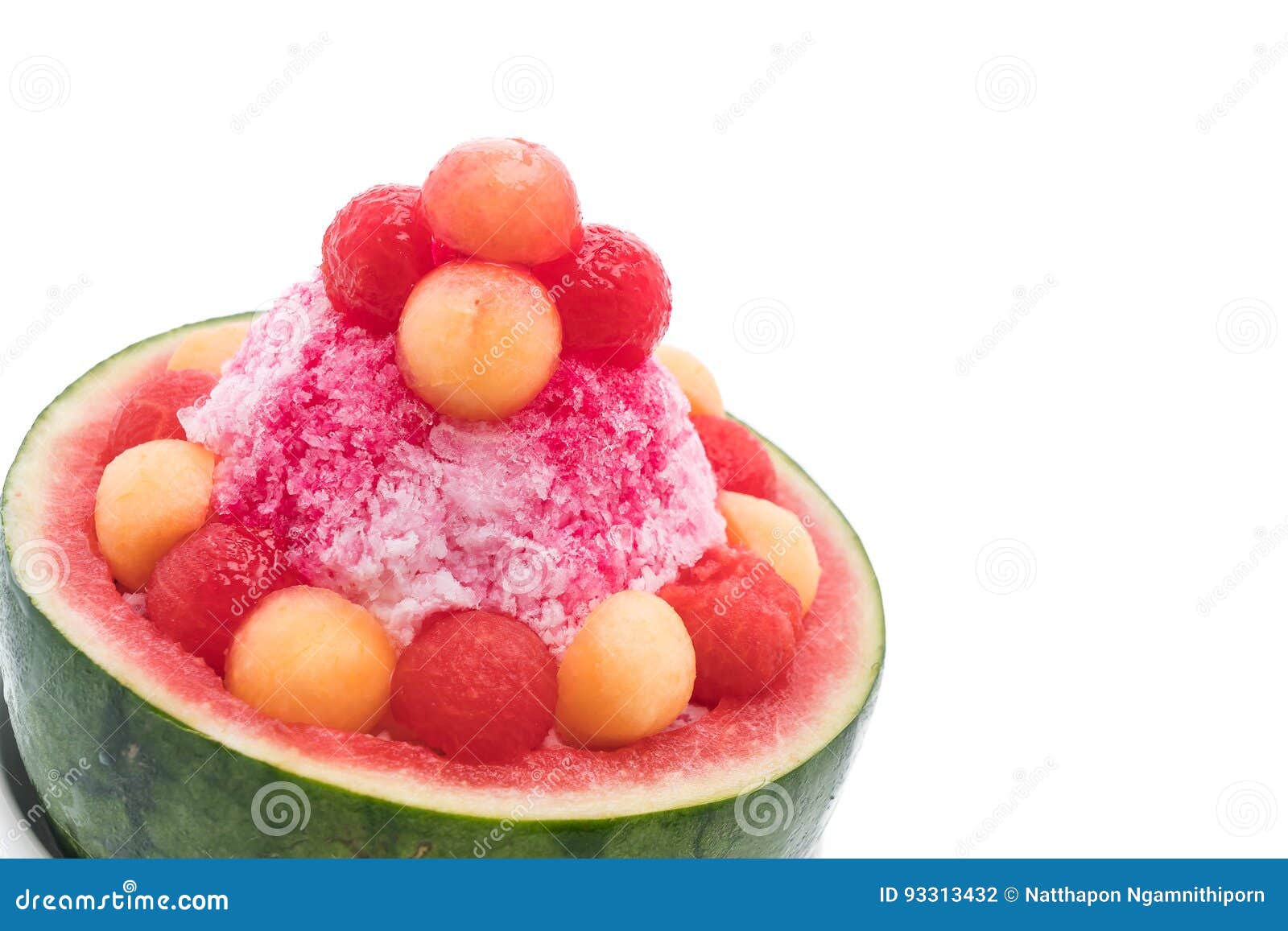 Watermelon bingsu dessert stock photo. Image of round - 93313432