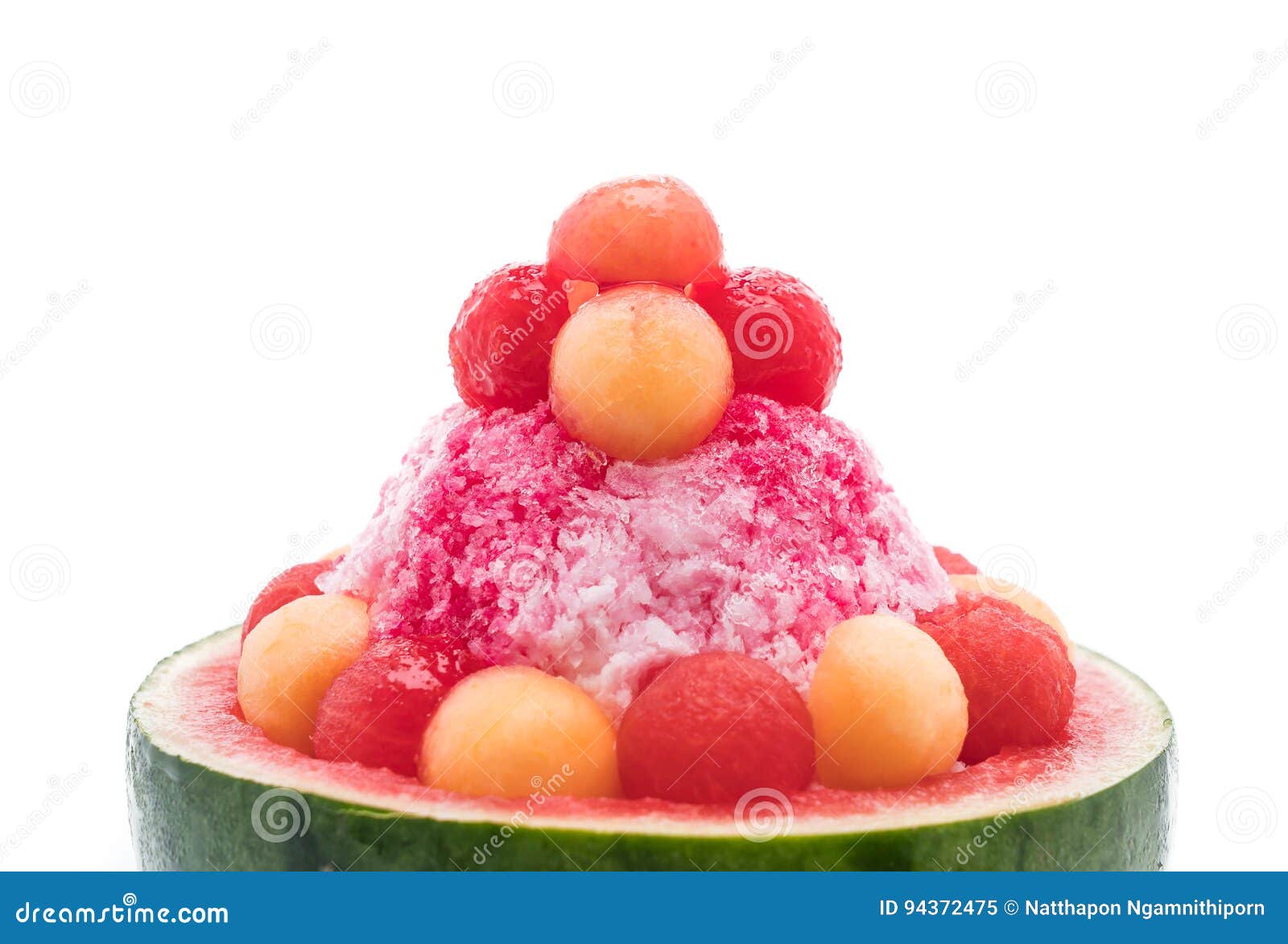 Watermelon bingsu dessert stock image. Image of bowl - 94372475