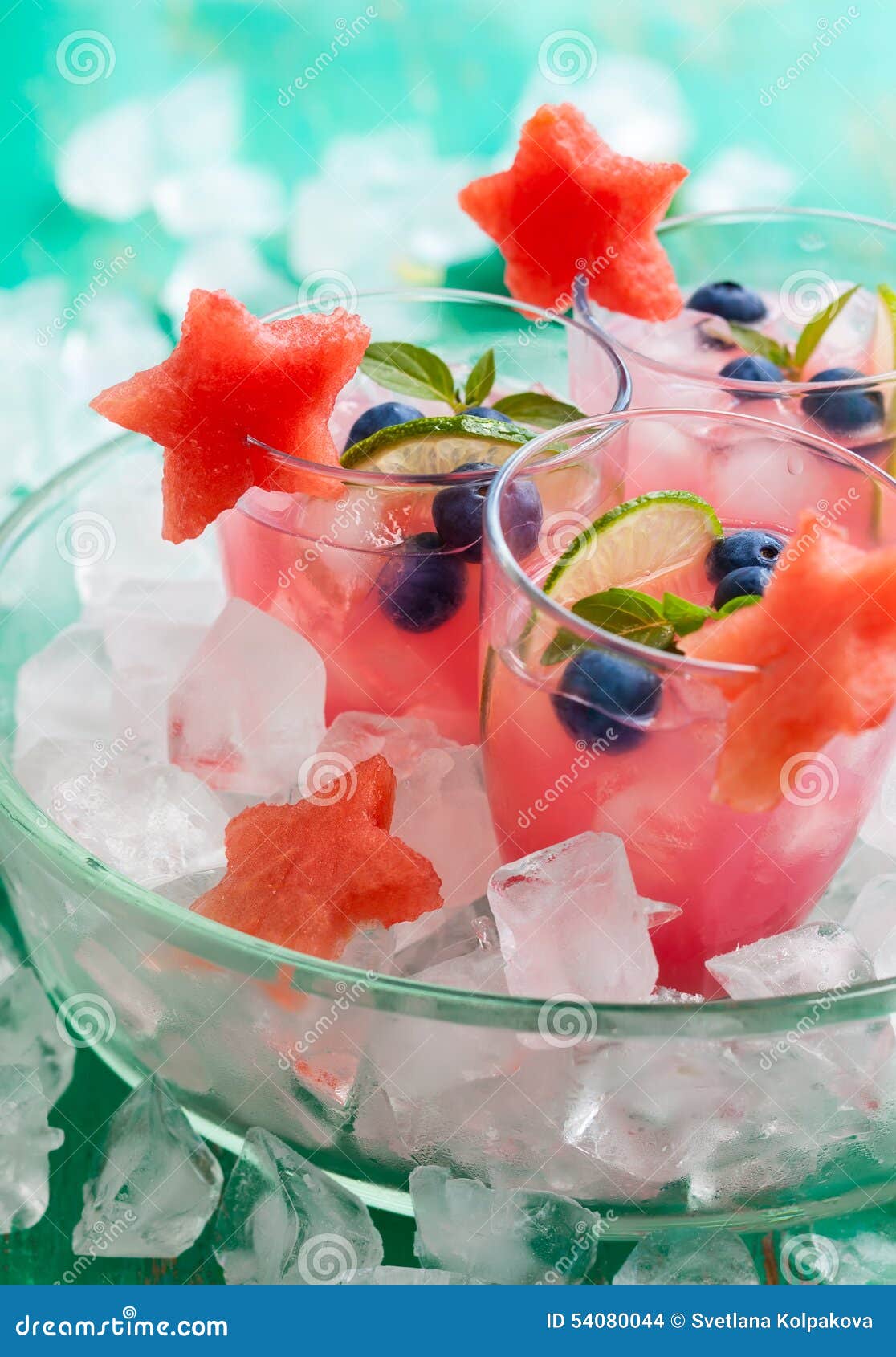 Watermelon and Blueberry Drink Stock Photo - Image of glass, lemonade ...