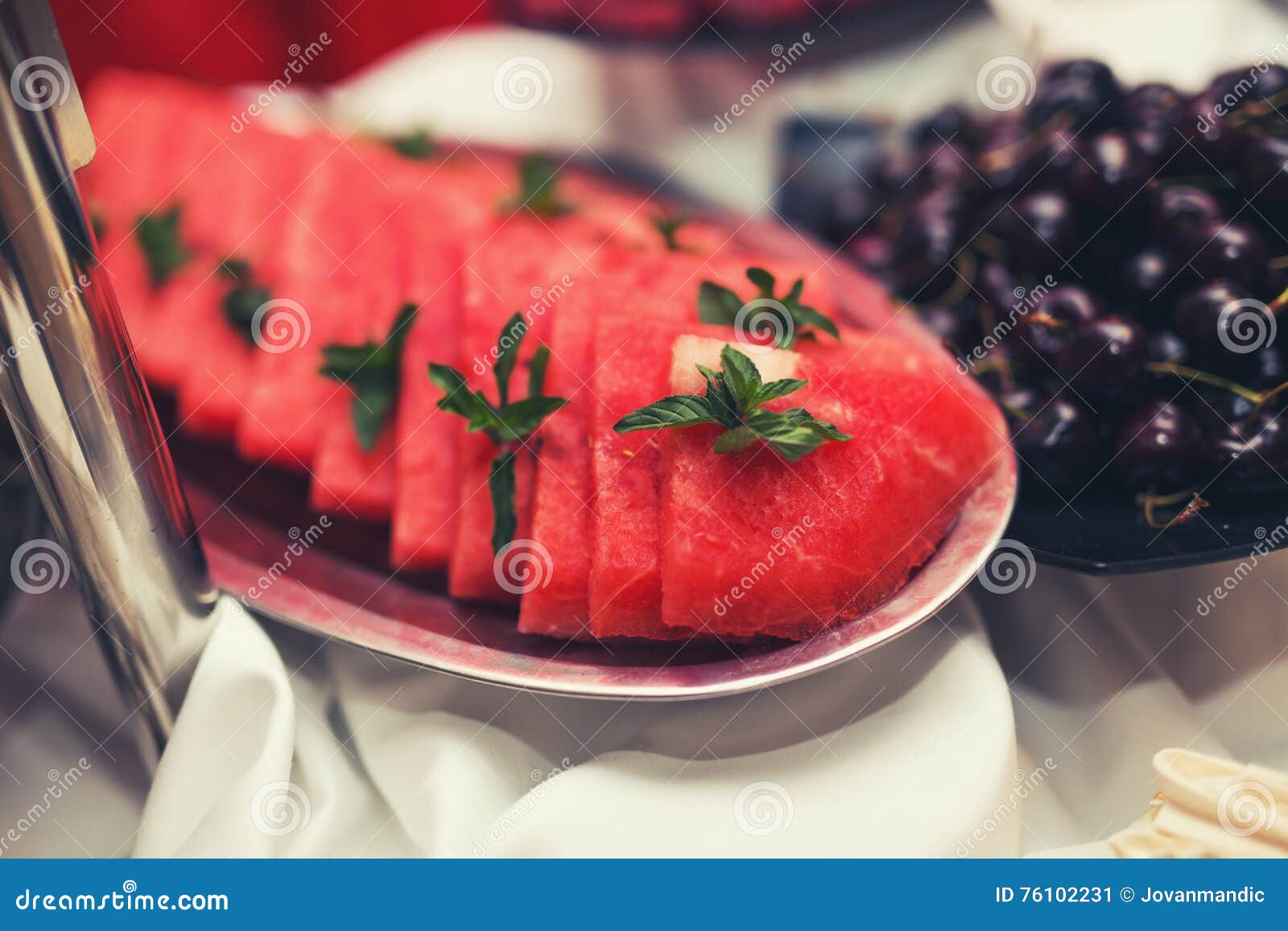 Watermelon on the Buffet Table Stock Image - Image of display, berries ...