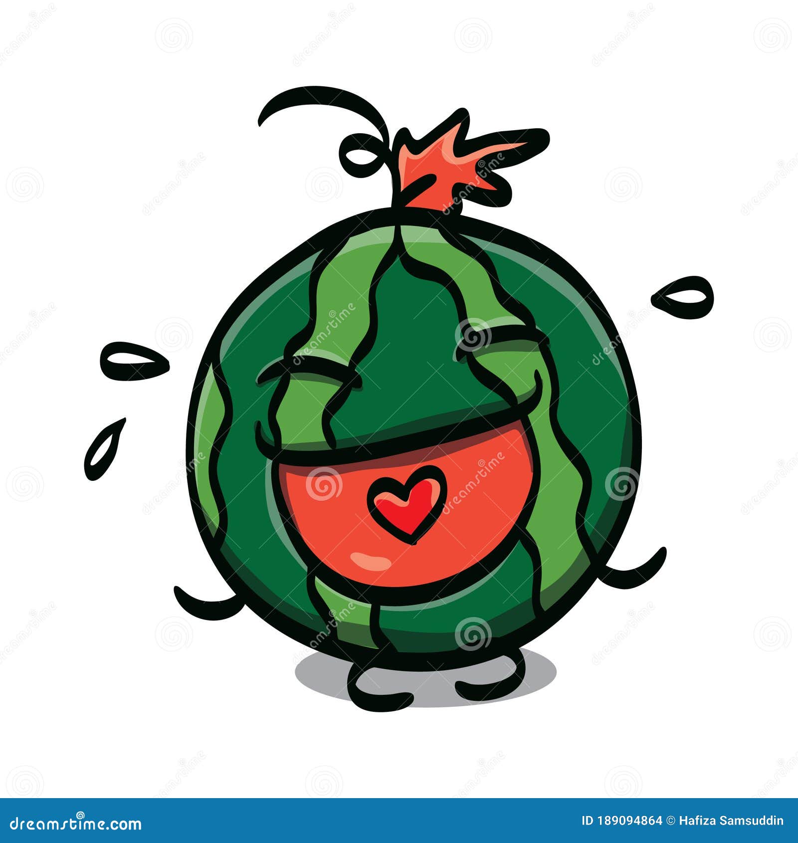 Watermelon Cartoon Character Laughing. Vector Illustration Decorative ...