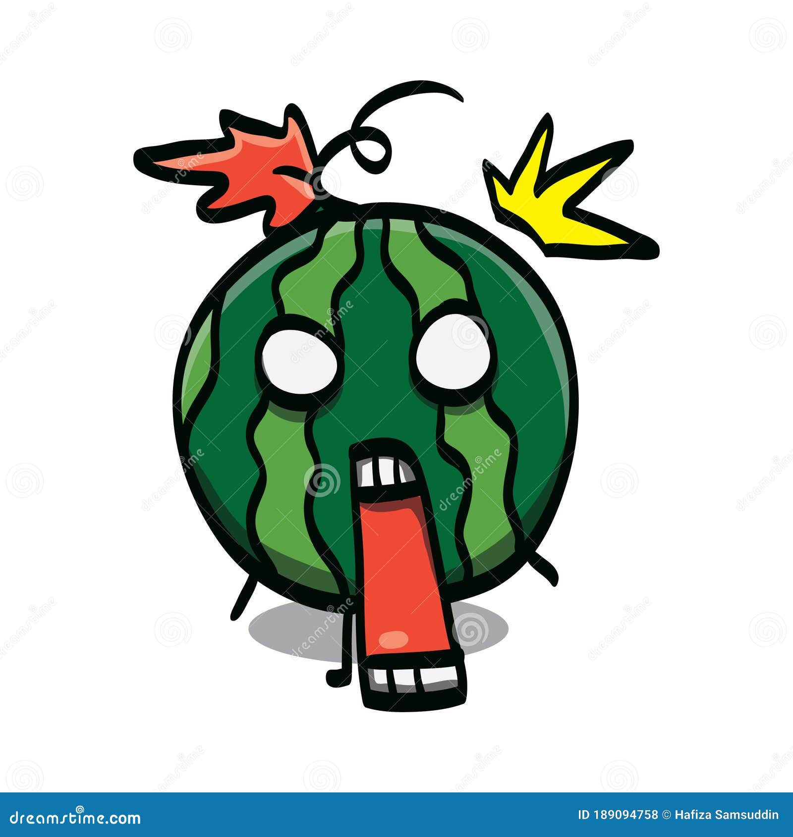 Watermelon Cartoon Character in Shock. Vector Illustration Decorative ...