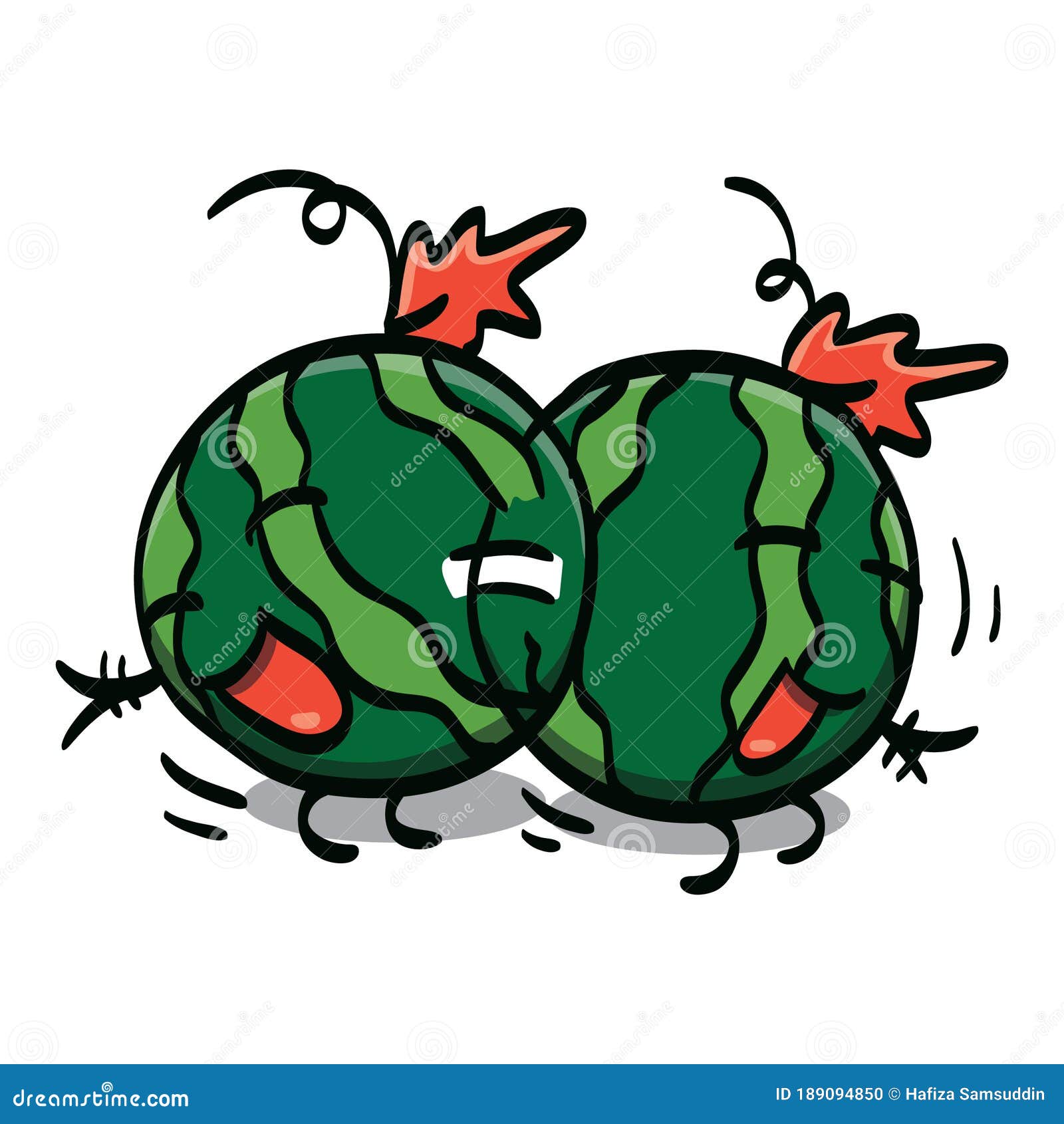 Watermelon Cartoon Characters Dancing Together. Vector Illustration ...