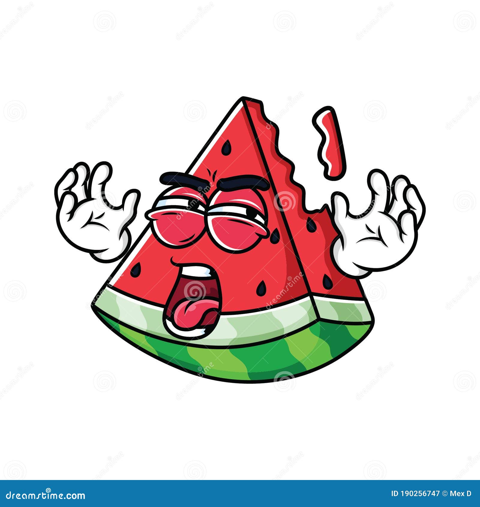 The Watermelon Cartoon Expression Was Angry Stock Vector - Illustration ...