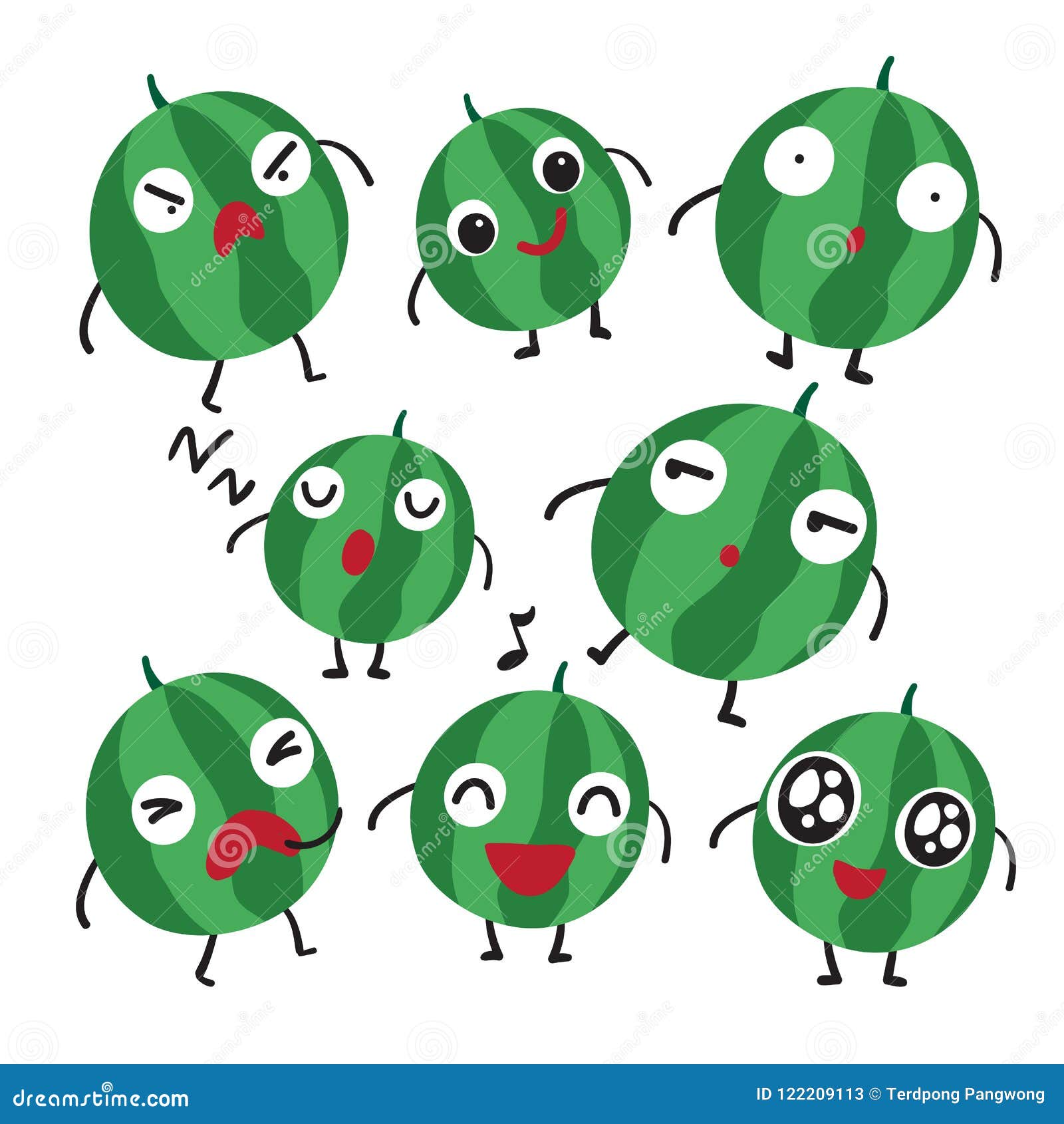 Watermelon Character Vector Design Stock Illustration - Illustration of ...