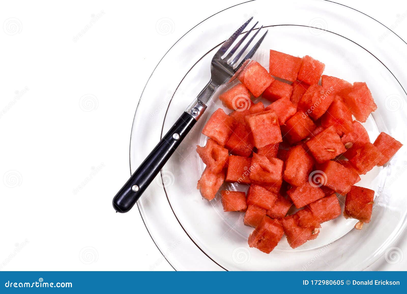 Watermelon Chunks Isolated on White Stock Image - Image of eating ...