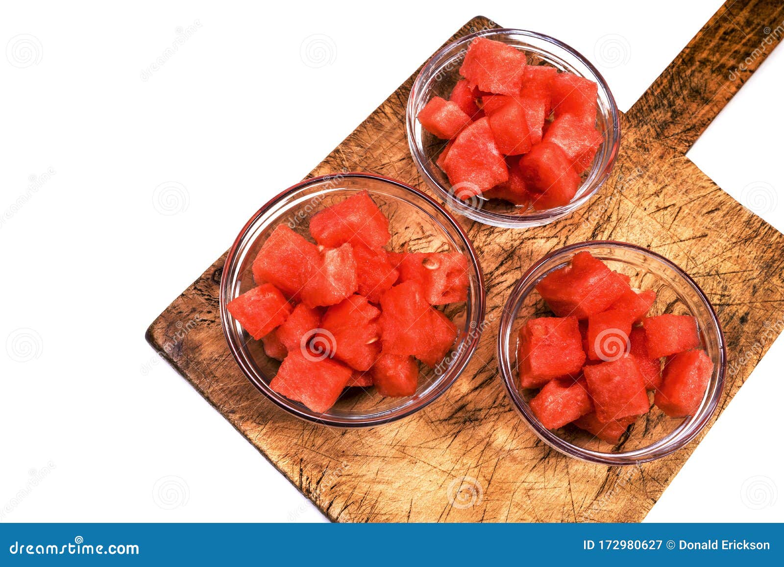 Watermelon Chunks Isolated on White Stock Image - Image of salad ...