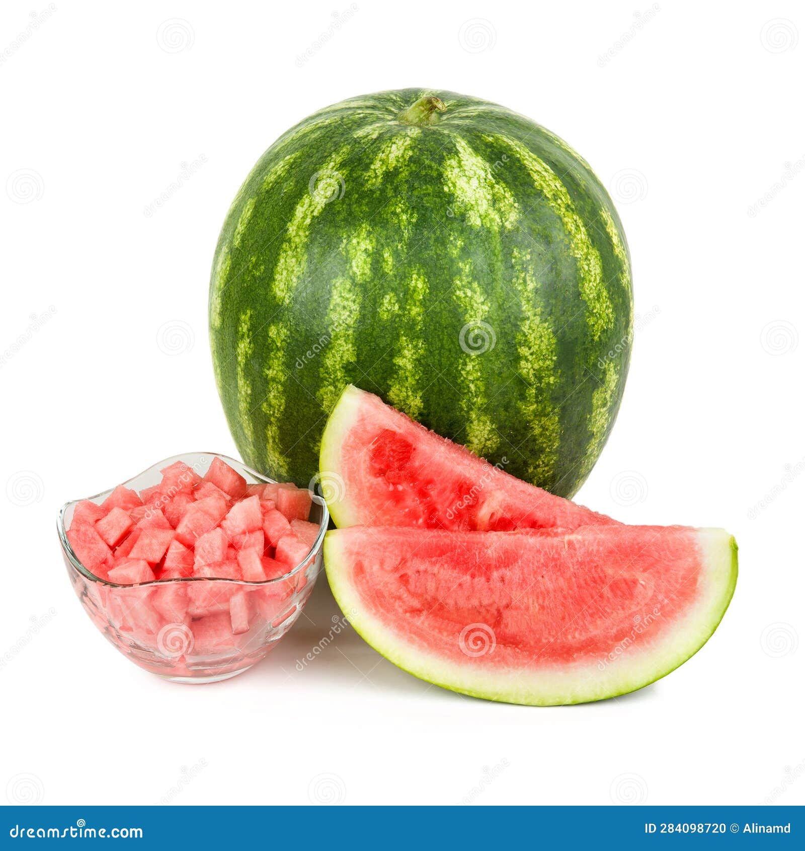 Watermelon, Chunks and Small Pieces of Watermelon Isolated on White ...
