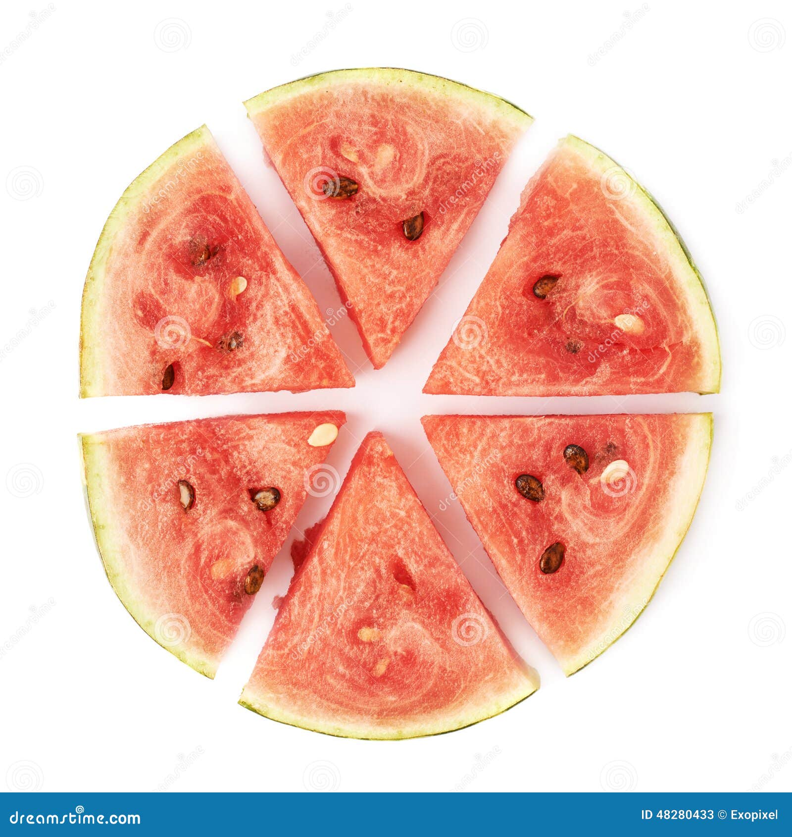 Watermelon Circle Cut in Fragments Stock Image - Image of seed, diet ...