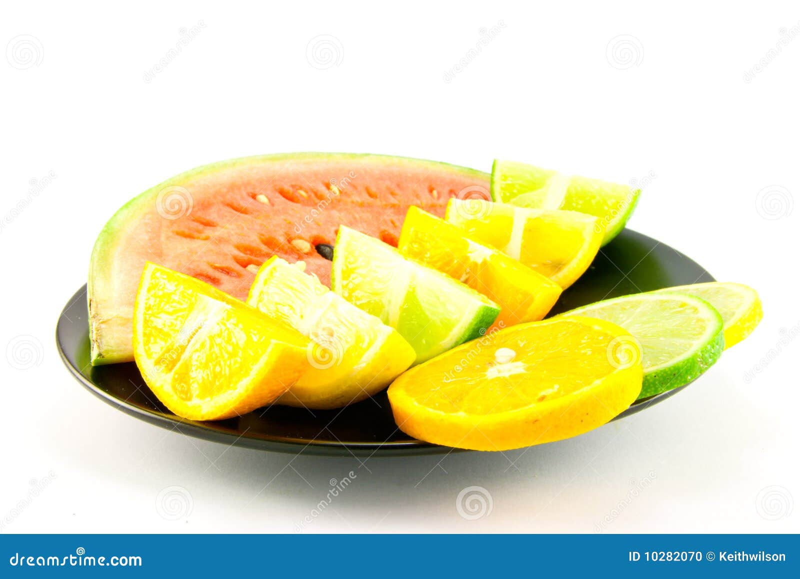 Watermelon with Citrus Wedges and Slices Stock Photo - Image of fruit ...