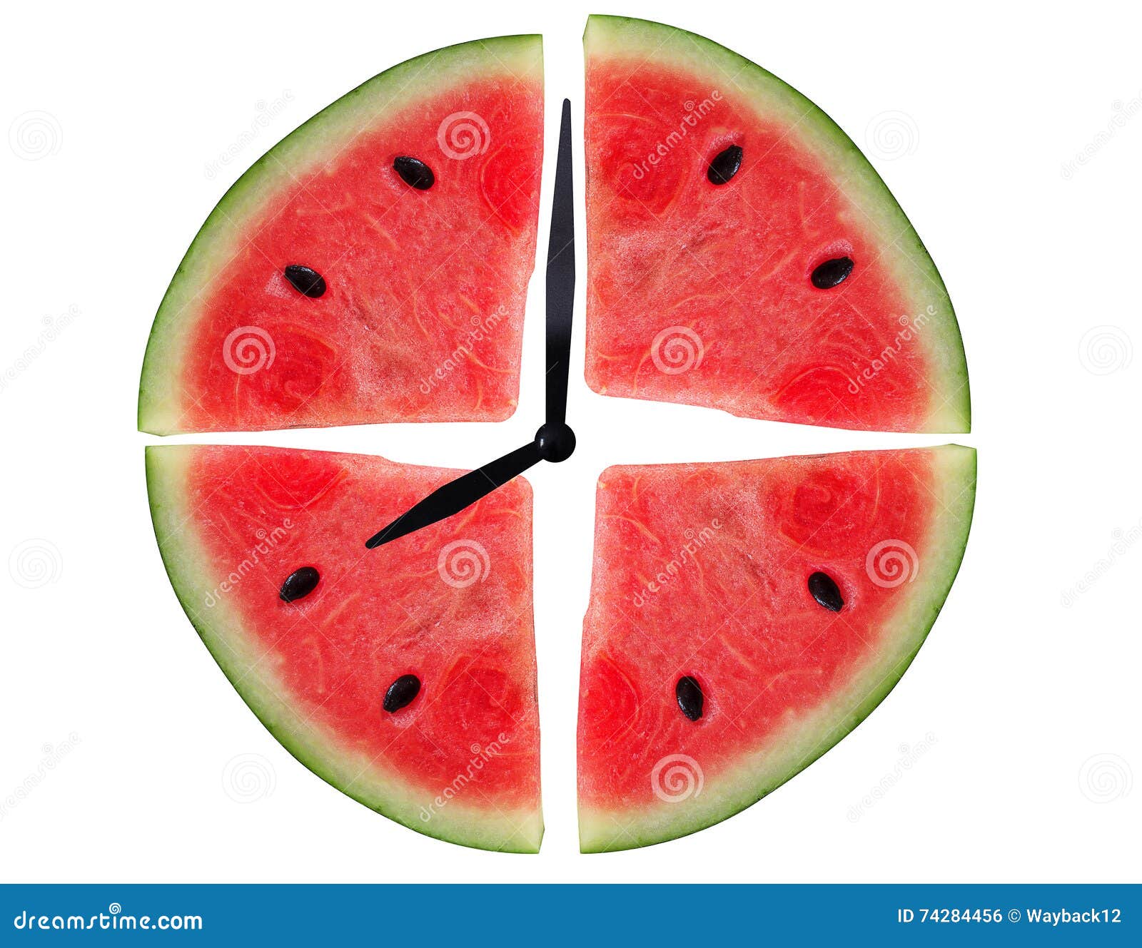 Watermelon Clock on White Background Stock Photo - Image of awake ...