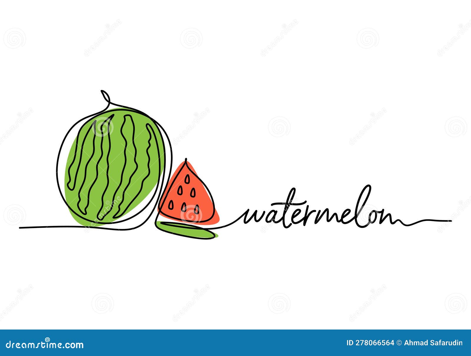 Watermelon In Continuous Line Drawing. Vitamin Concept. Outline Simple ...