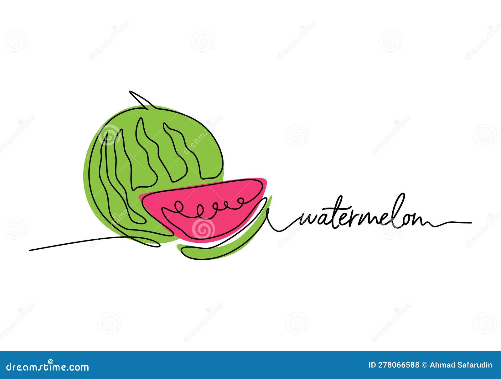 Watermelon In Continuous Line Drawing. Vitamin Concept. Outline Simple ...