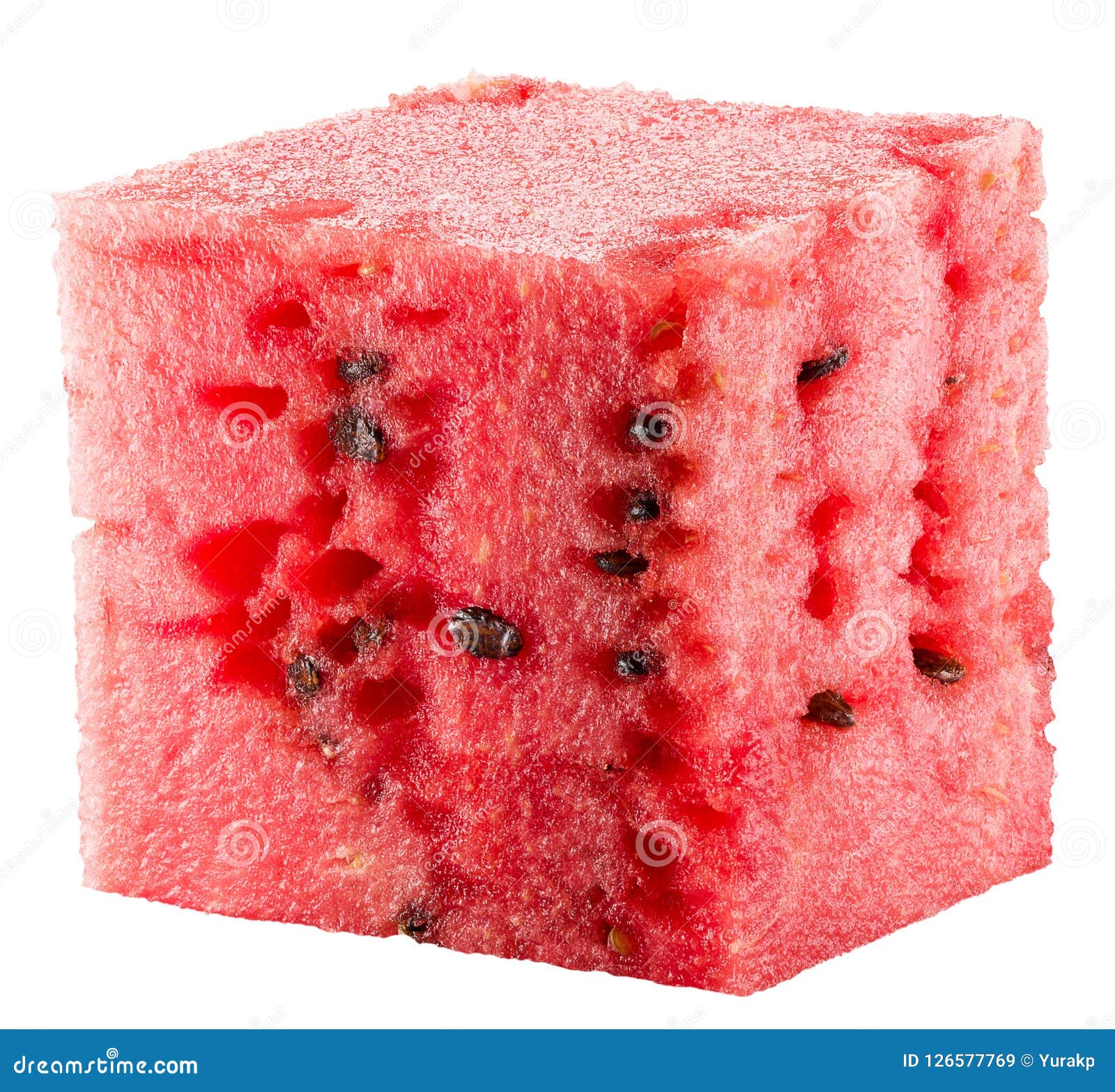 Watermelon Cube Isolated on a White Background Stock Image - Image of ...