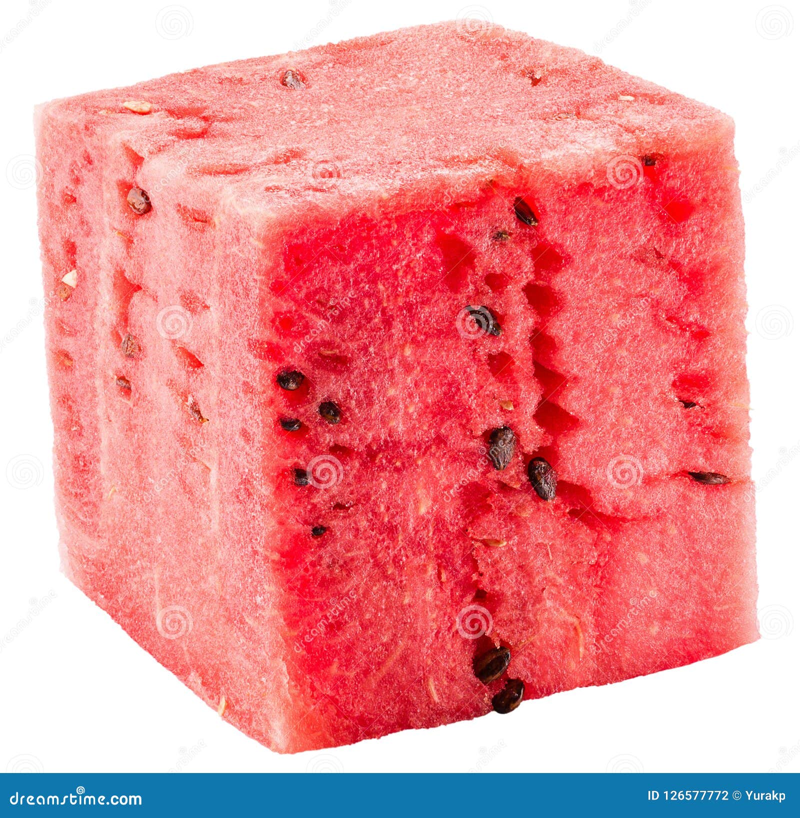 Watermelon Cube Isolated on a White Background Stock Photo - Image of ...