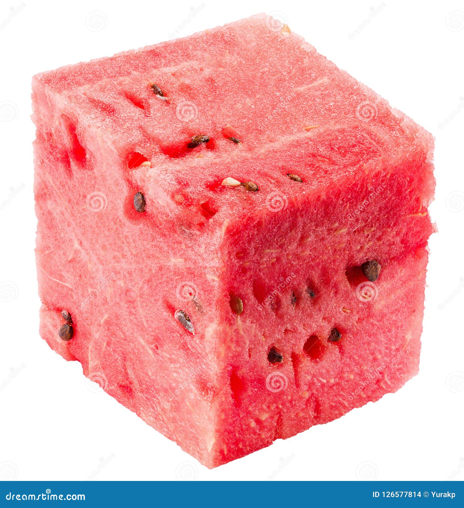 Watermelon Cube Isolated on a White Background Stock Photo - Image of ...