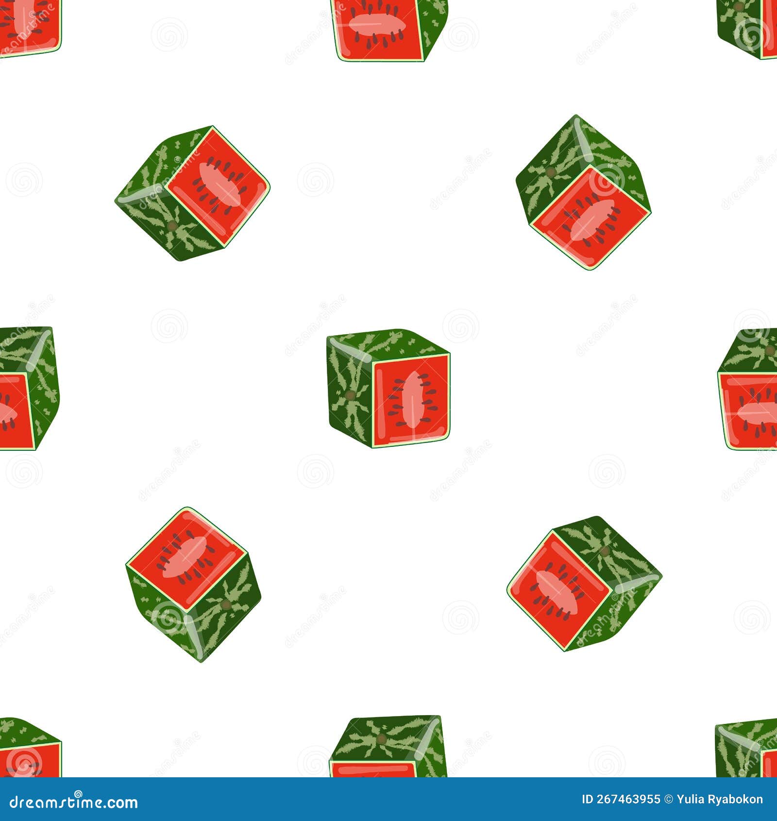 Watermelon Cube Pattern Seamless Stock Illustration - Illustration of ...