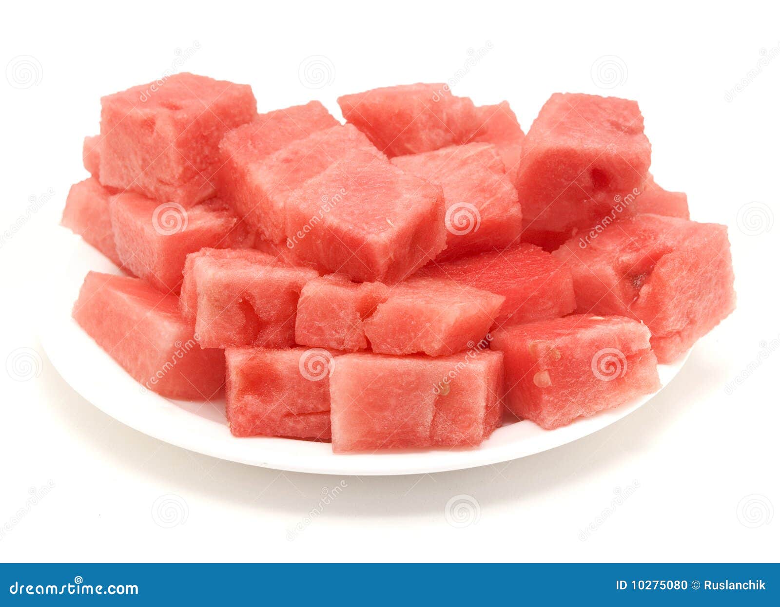 Watermelon cubes stock photo. Image of plate, backdrop - 10275080