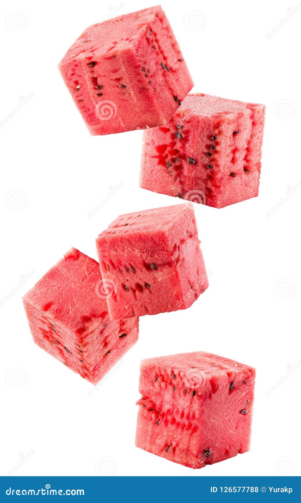 Watermelon Cubes Isolated On A White Background Stock Photo - Image of ...