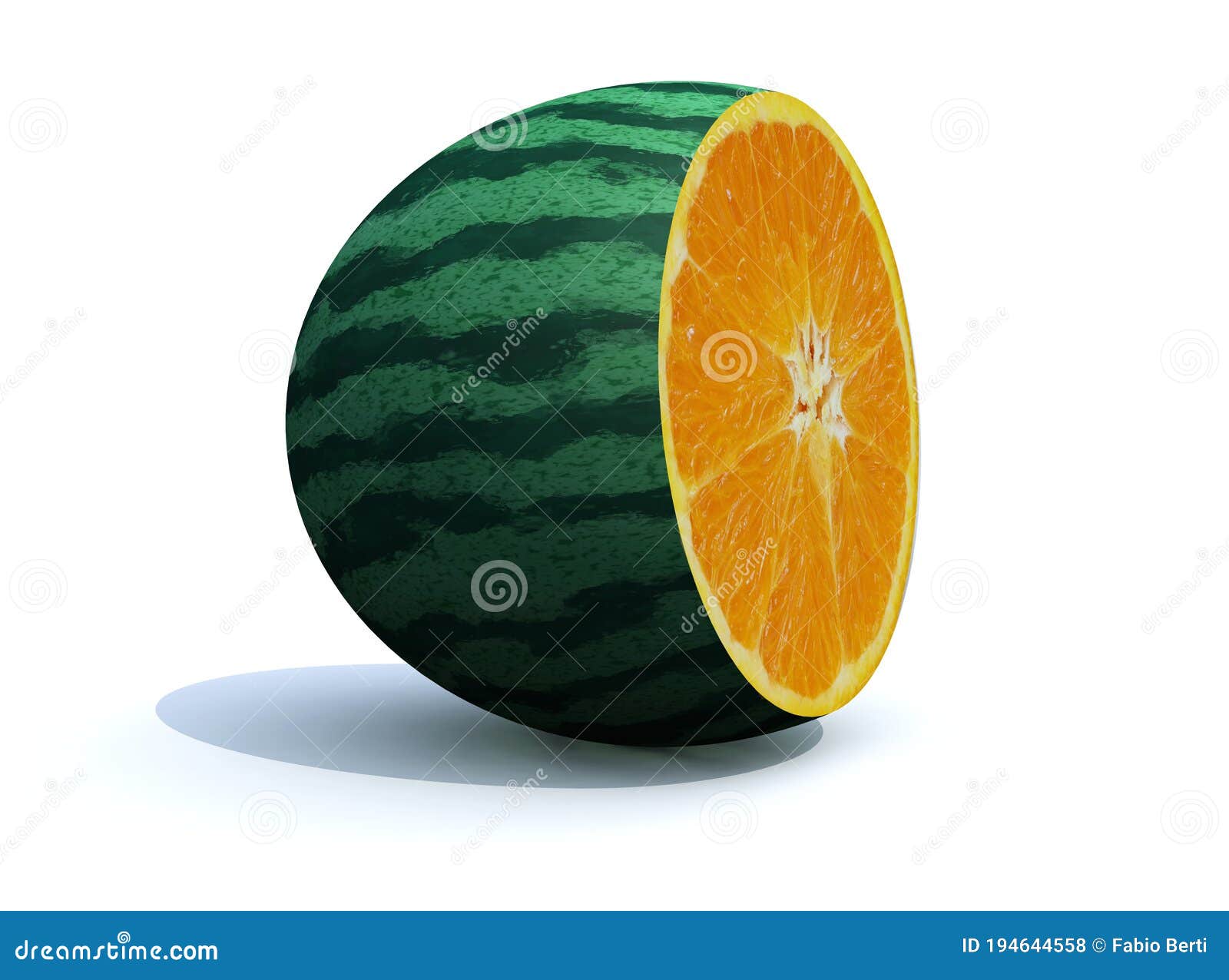 Watermelon Cut with Orange Inside on it Stock Illustration ...