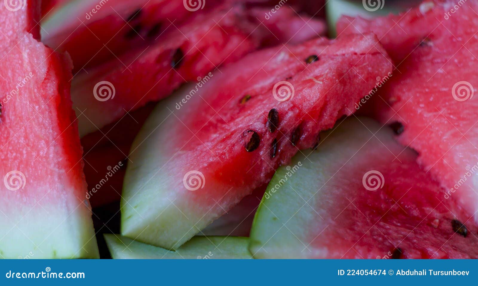 The Watermelon is Cut into Small Pieces Stock Photo - Image of fruit ...