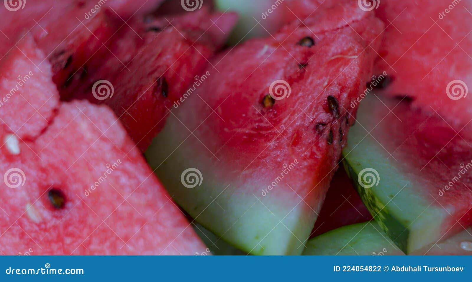 The Watermelon is Cut into Small Pieces Stock Photo - Image of tropical ...