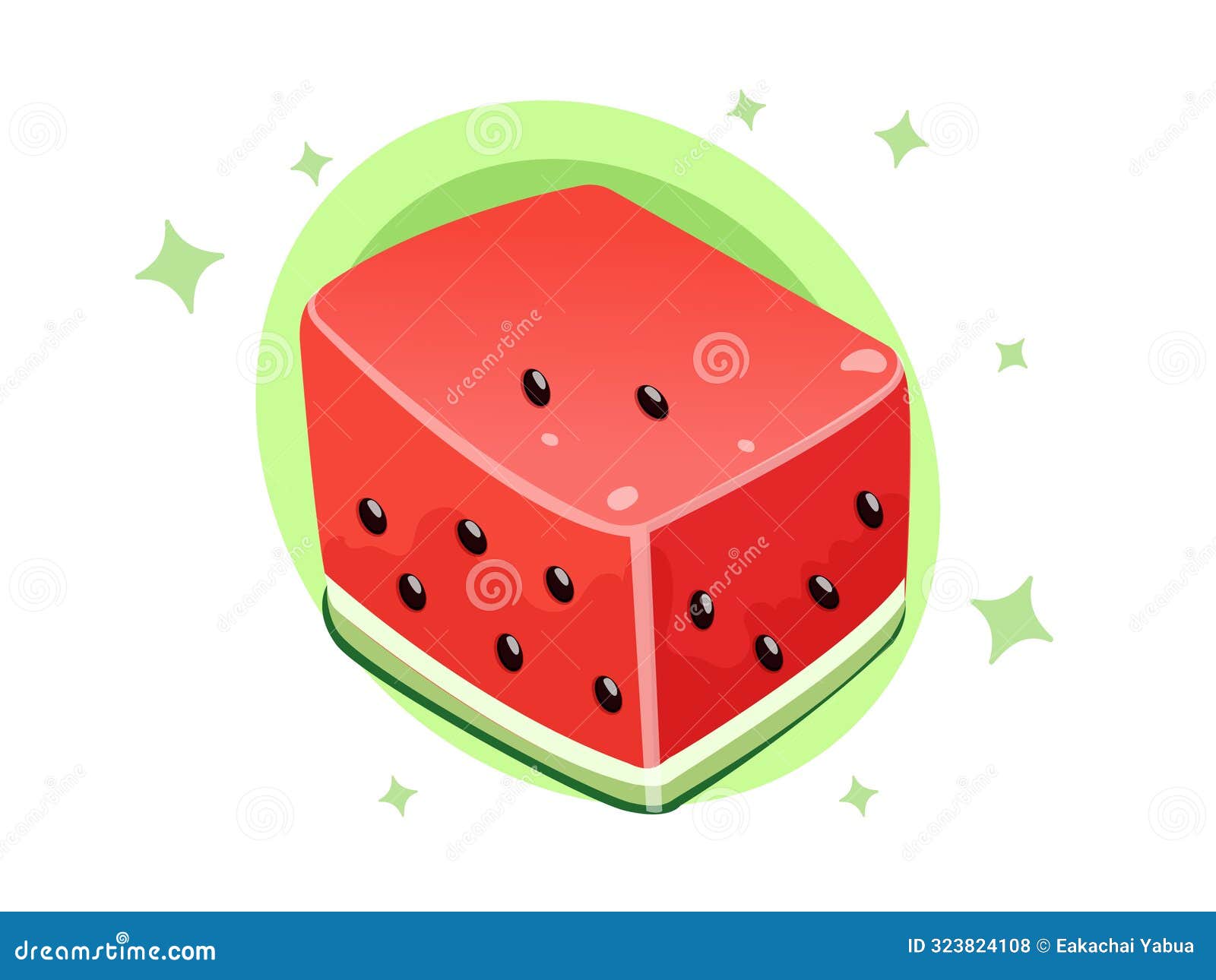 Watermelon Cut into Squares. Vector Cartoon Design Element of ...