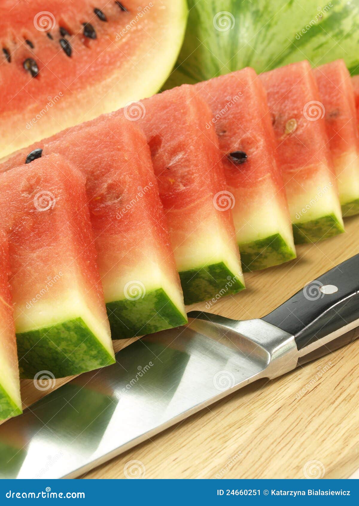 Watermelon Cut in Triangles, Close-up Stock Image - Image of ingredient ...