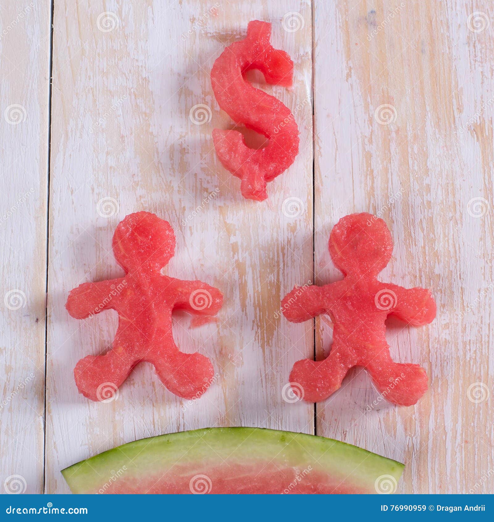 Watermelon in Dollar Form and Man. Slice of Watermelon with Money and ...