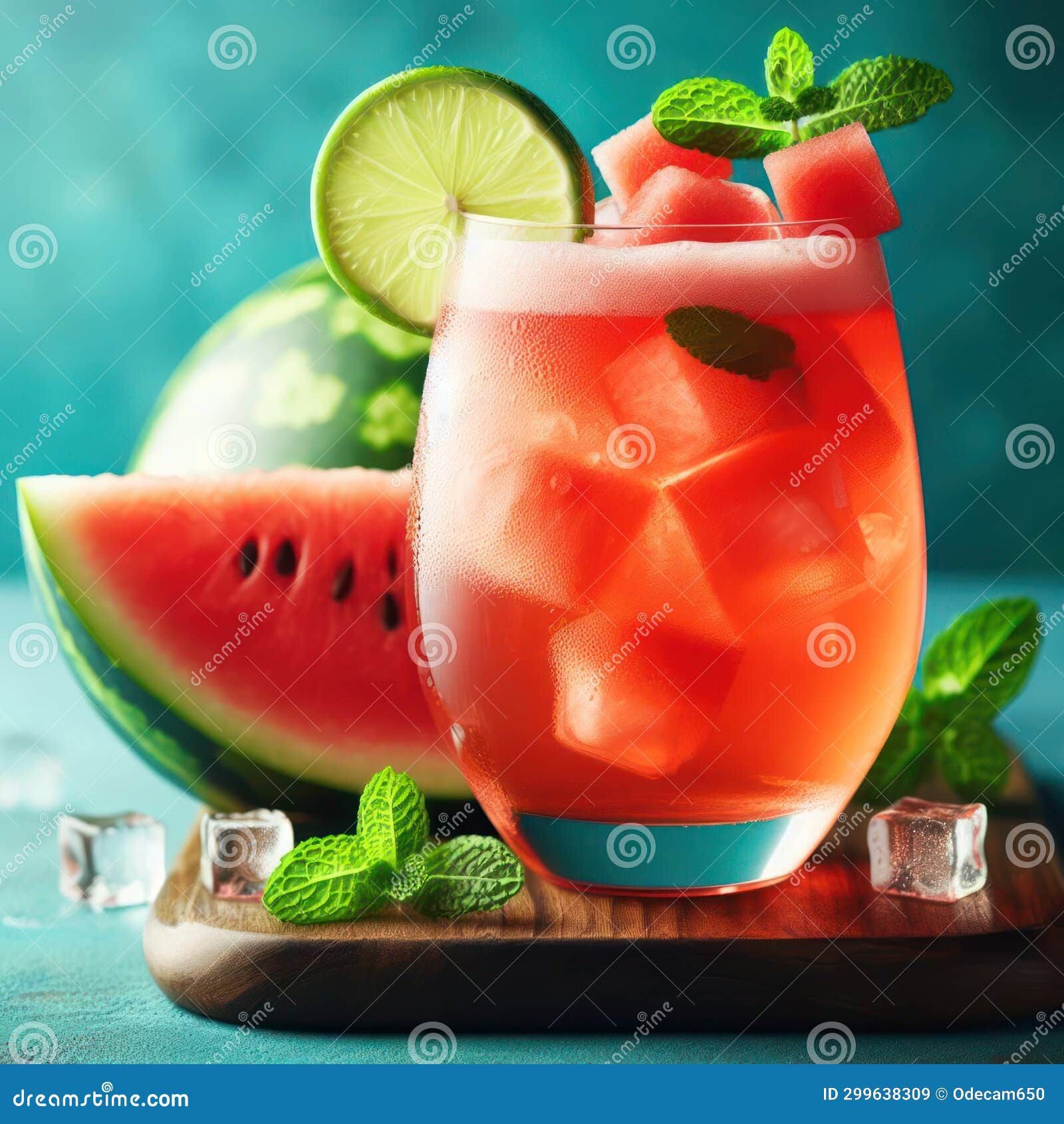 Watermelon Drink, Mint Leaves, Sparkling Water, Chopped Watermelon, Ice, Concept Drinks Stock ...
