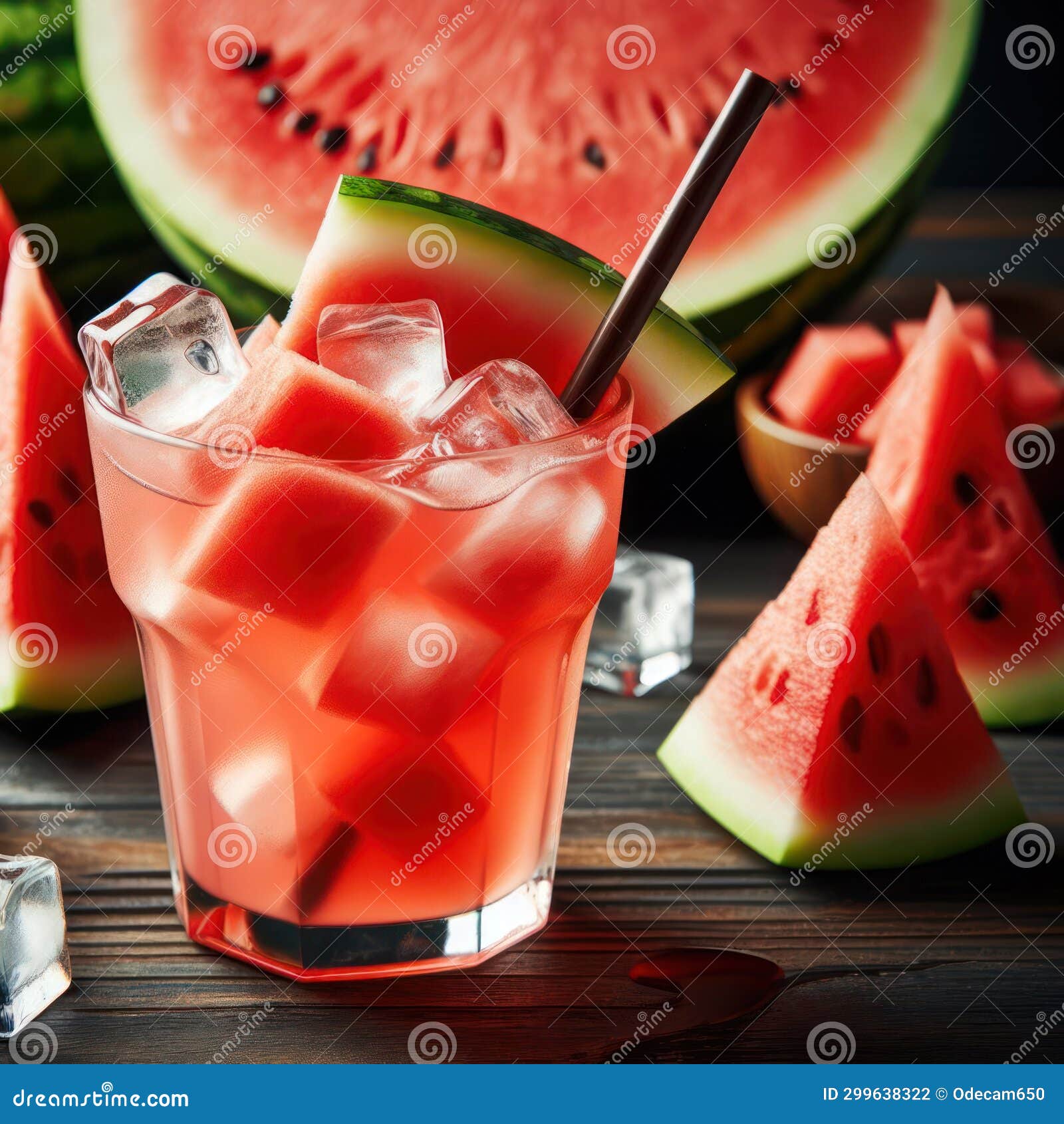 Watermelon Drink, Mint Leaves, Sparkling Water, Chopped Watermelon, Ice, Concept Drinks Stock ...