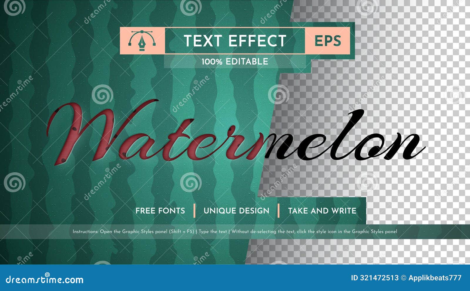 Watermelon - Editable Text Effect, Font Style Stock Vector - Illustration of realistic, template ...