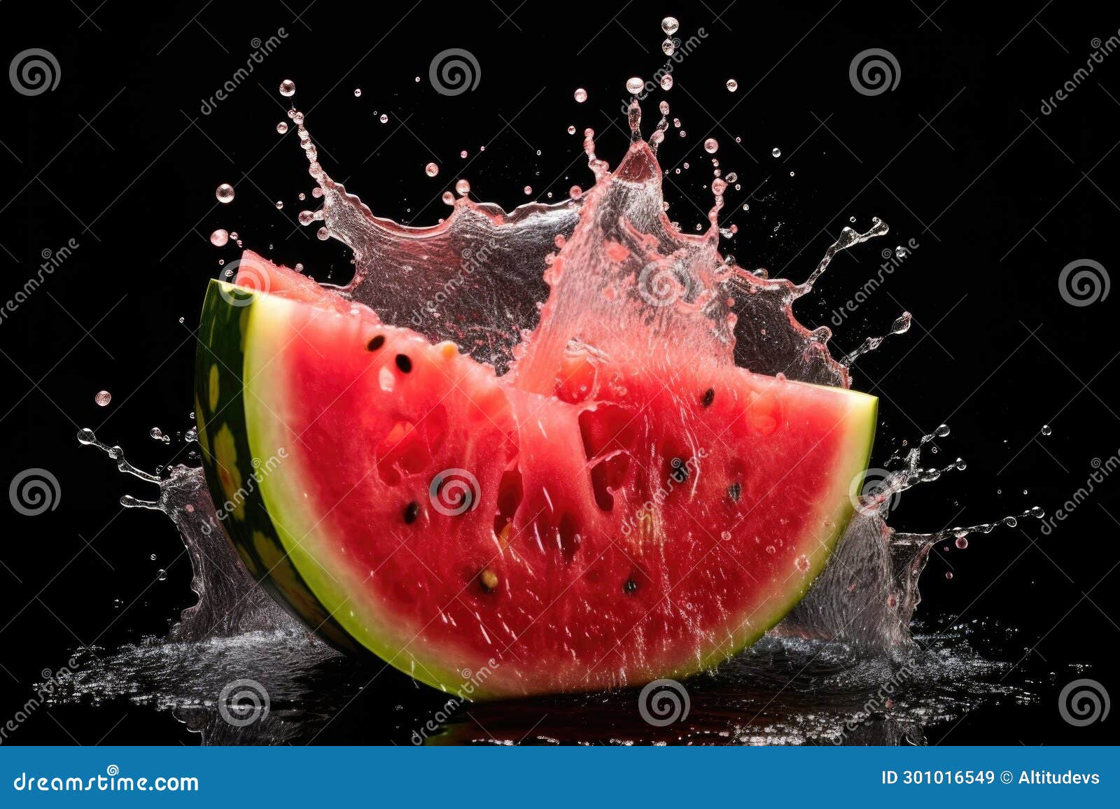 Watermelon Exploding with a Splash of Juice Against a Black Background ...