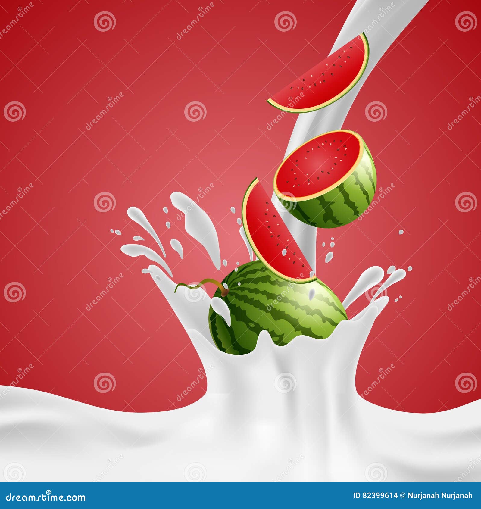 A Watermelon Falling Into A Pile Of Slices Of Watermelon, Or ...