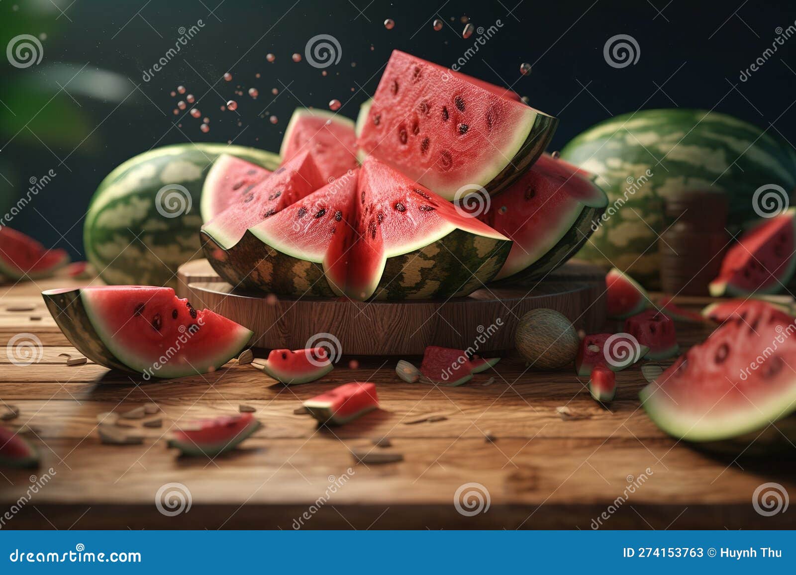 A Watermelon Falling into a Pile of Slices of Watermelon, or ...