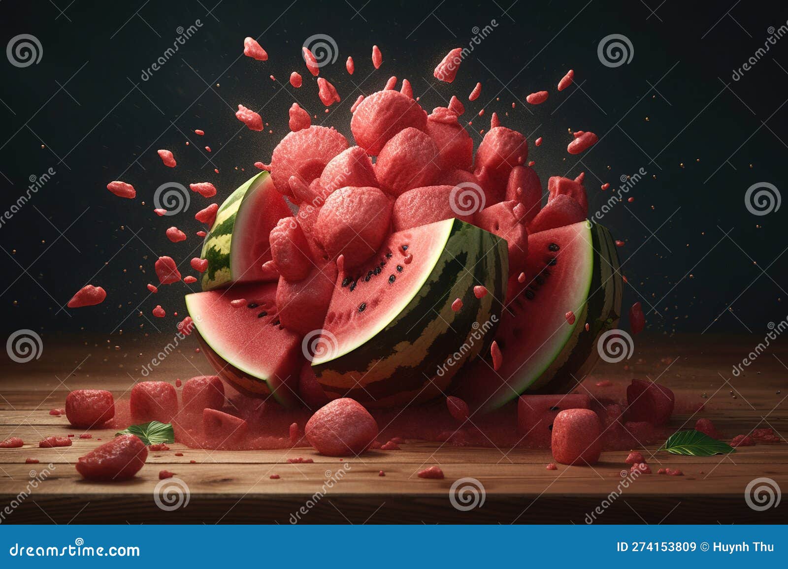 A Watermelon Falling into a Pile of Slices of Watermelon, or ...