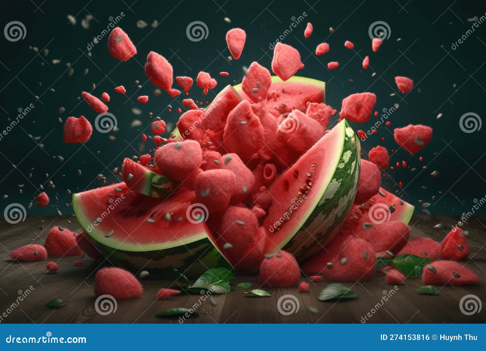 A Watermelon Falling into a Pile of Slices of Watermelon, or ...
