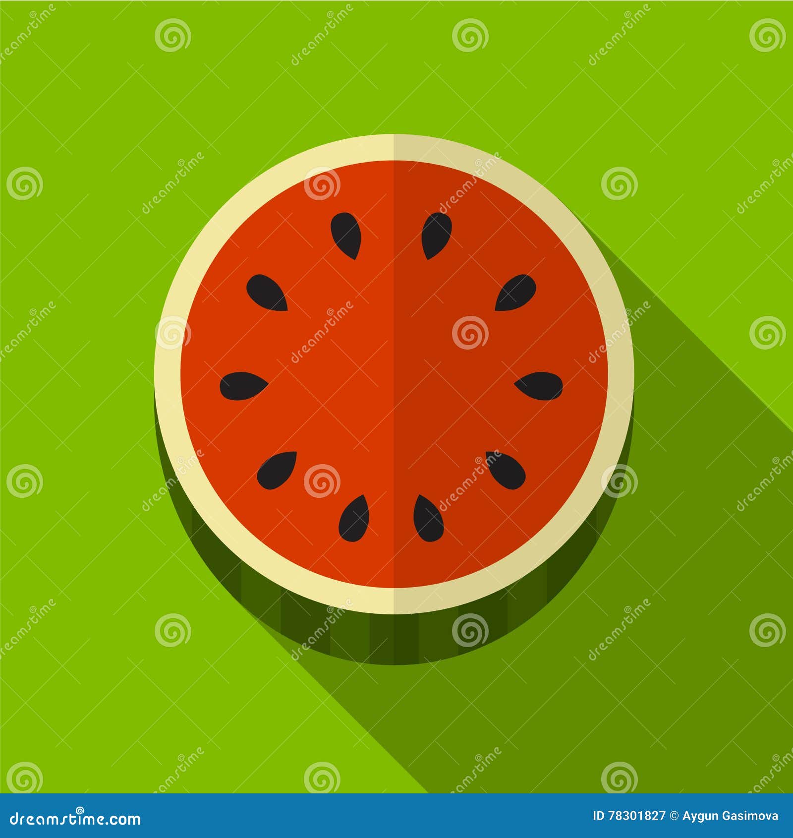 Watermelon Flat Icon Illustration Stock Vector - Illustration of tasty ...