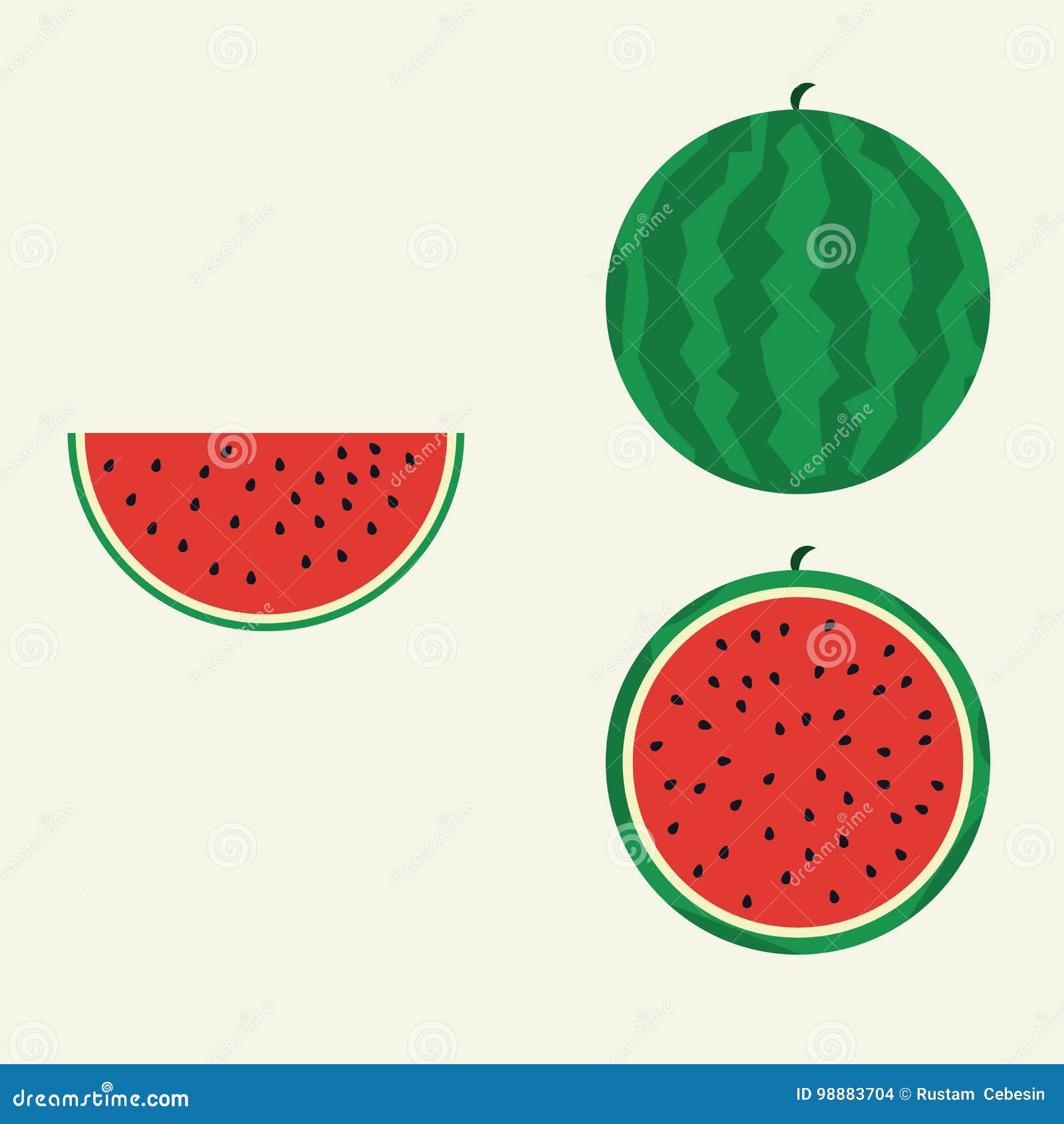 Watermelon flat vector stock vector. Illustration of watermelon - 98883704
