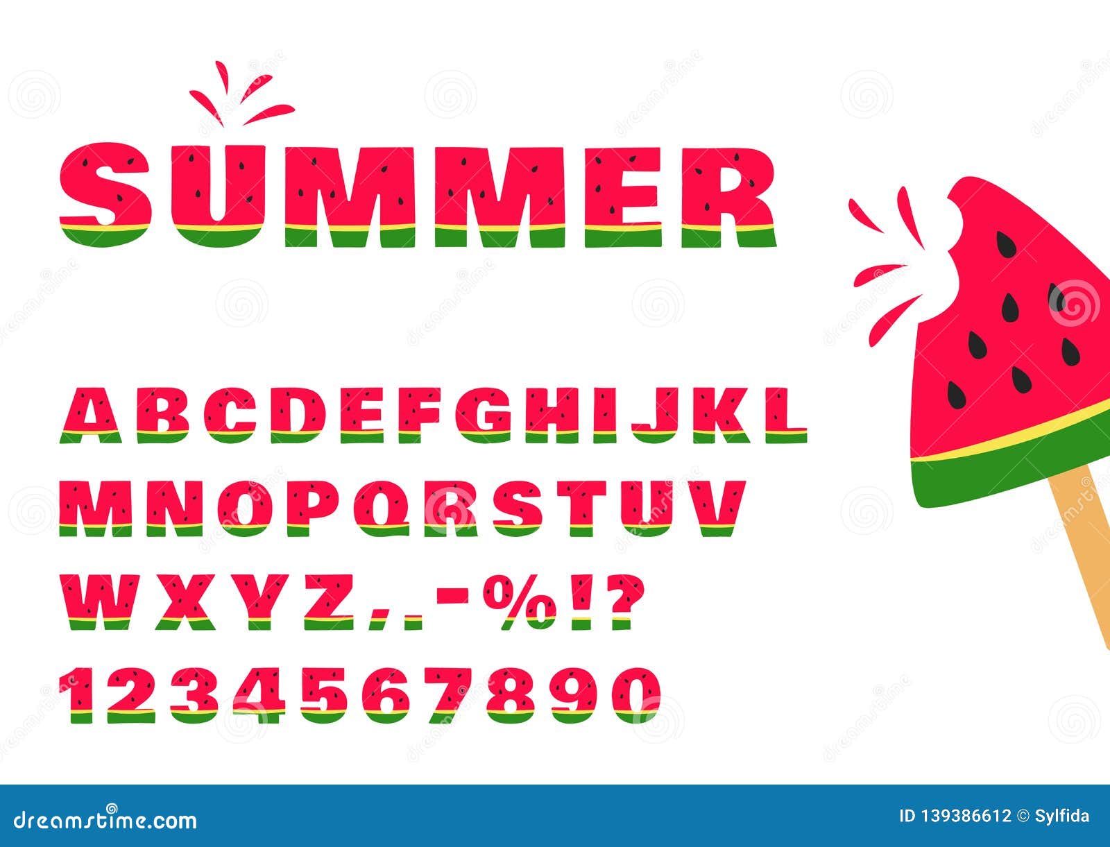 Watermelon Font, Alphabet and Numbers. Vector Illustration Stock ... Watermelon Font, Alphabet and Numbers. Vector Illustration Stock ...