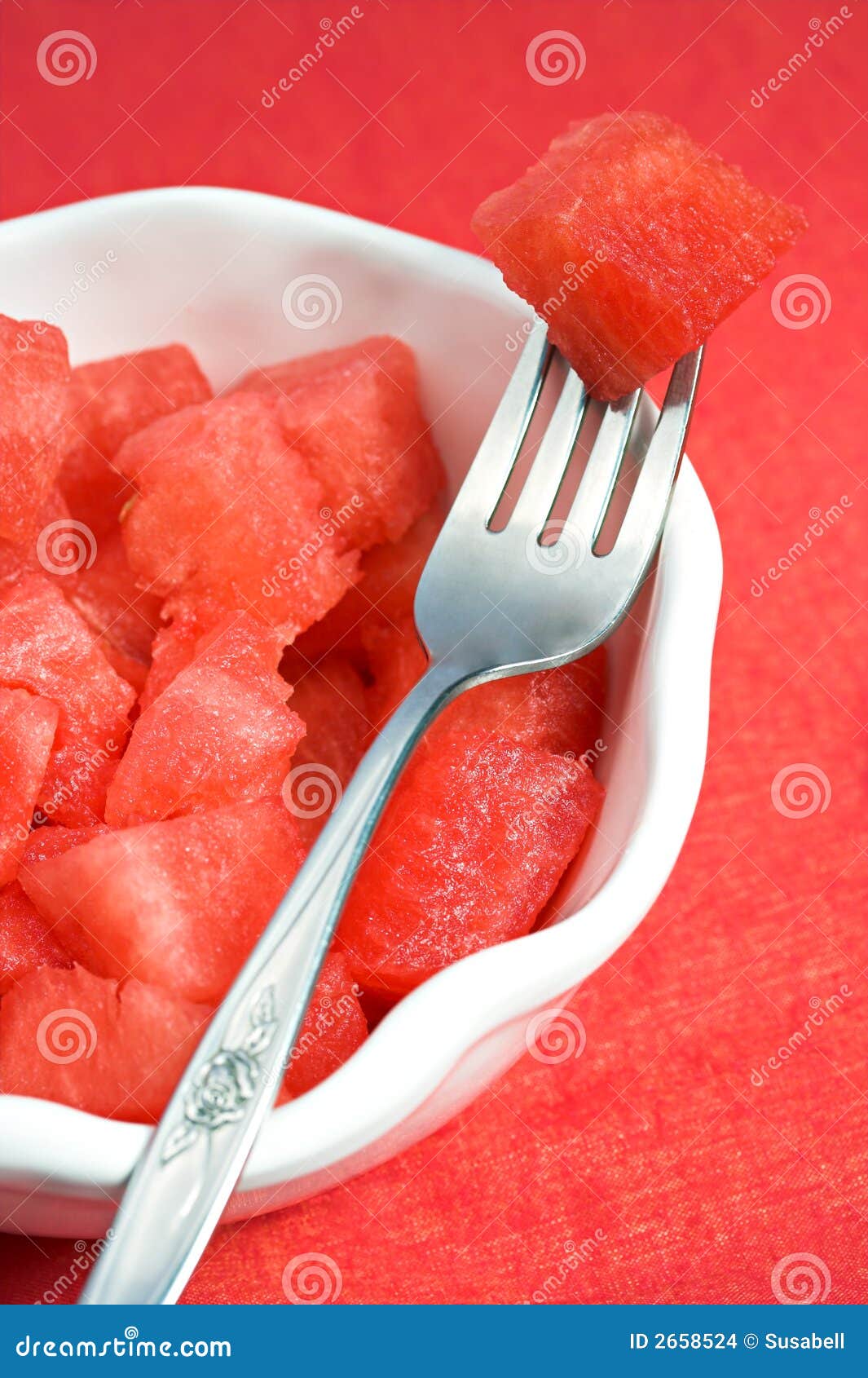 Watermelon with fork stock photo. Image of nutritious - 2658524