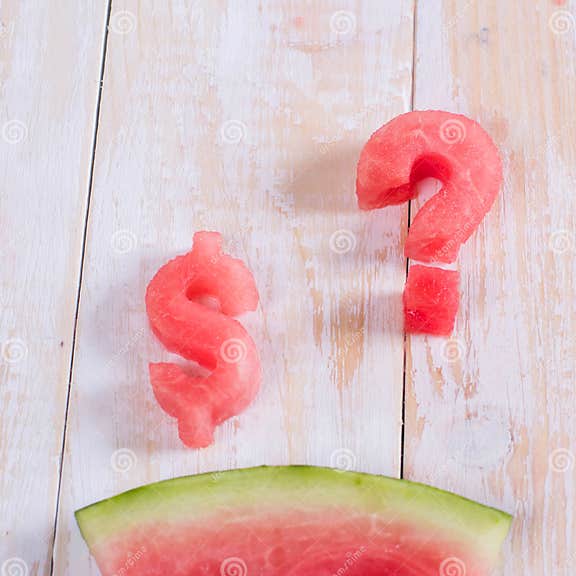 Watermelon in the Form of Dollar and Question Mark. Slice of Watermelon ...