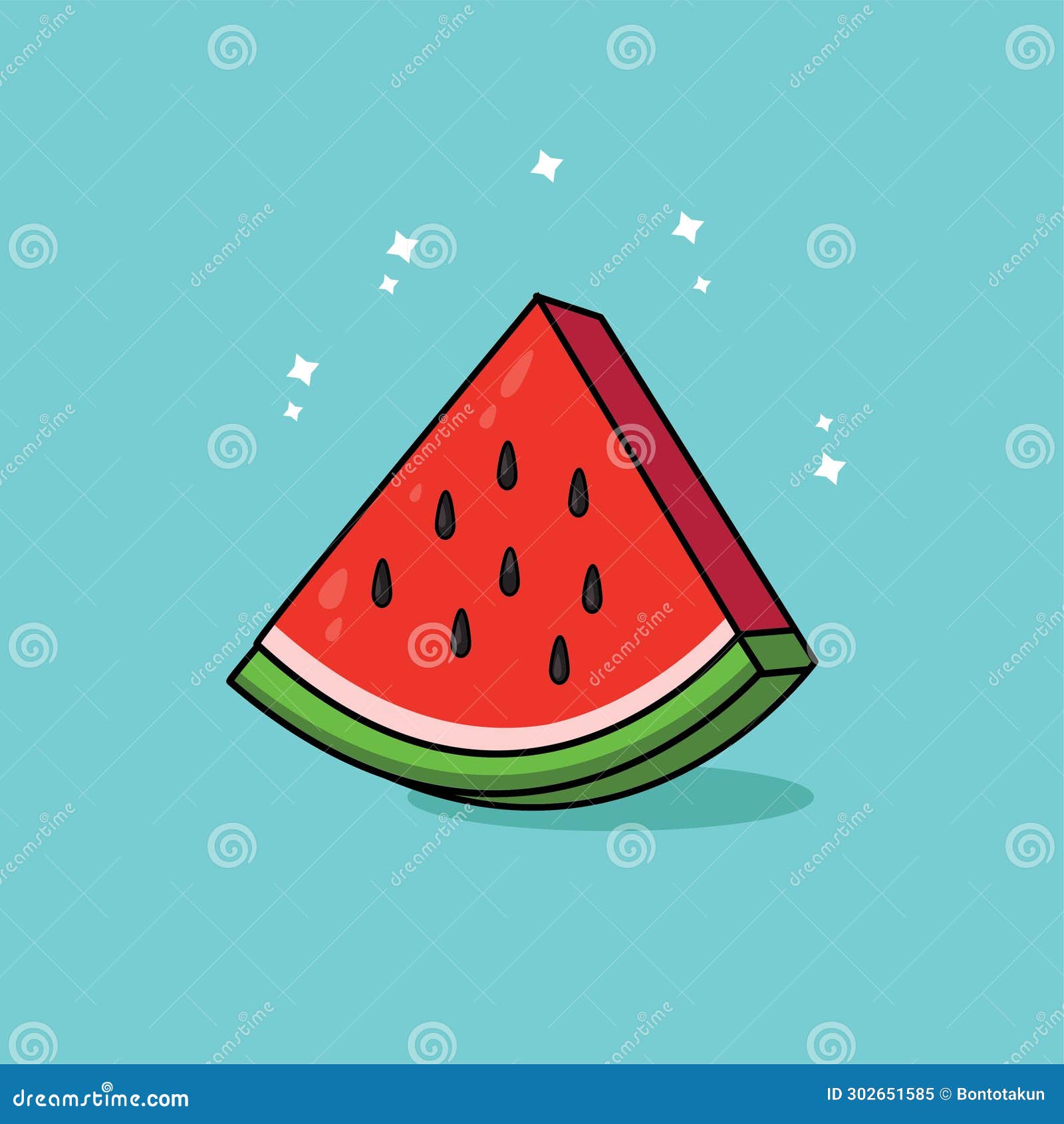 Watermelon Fresh Fruit Cartoon Style Vector Stock Vector - Illustration ...