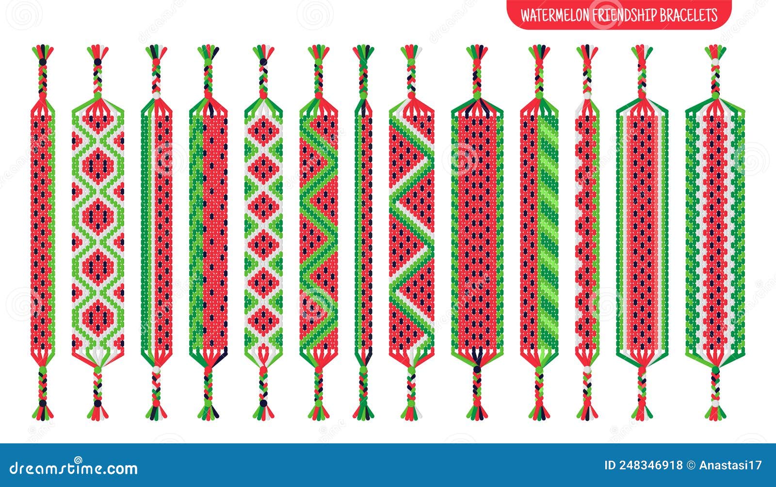 Watermelon Fruit Handmade Friendship Bracelets Set of Threads or Beads ...