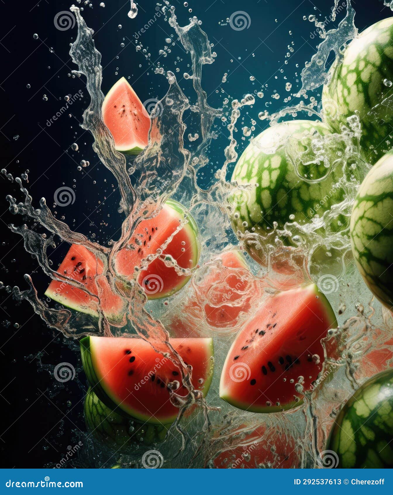 Watermelon Fruits Falling into the Water, Splashing Stock Image - Image ...
