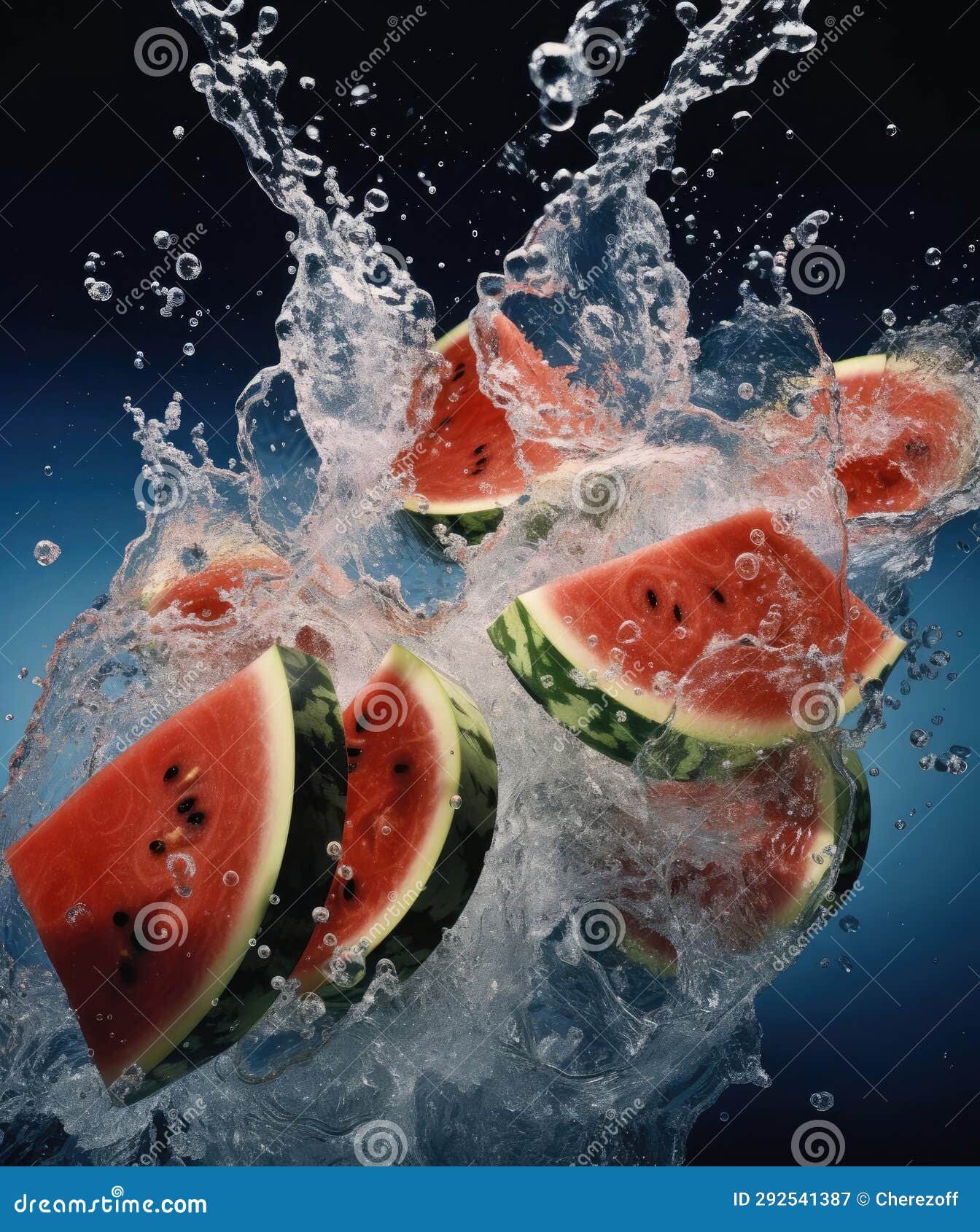 Watermelon Fruits Falling into the Water, Splashing Stock Image - Image ...