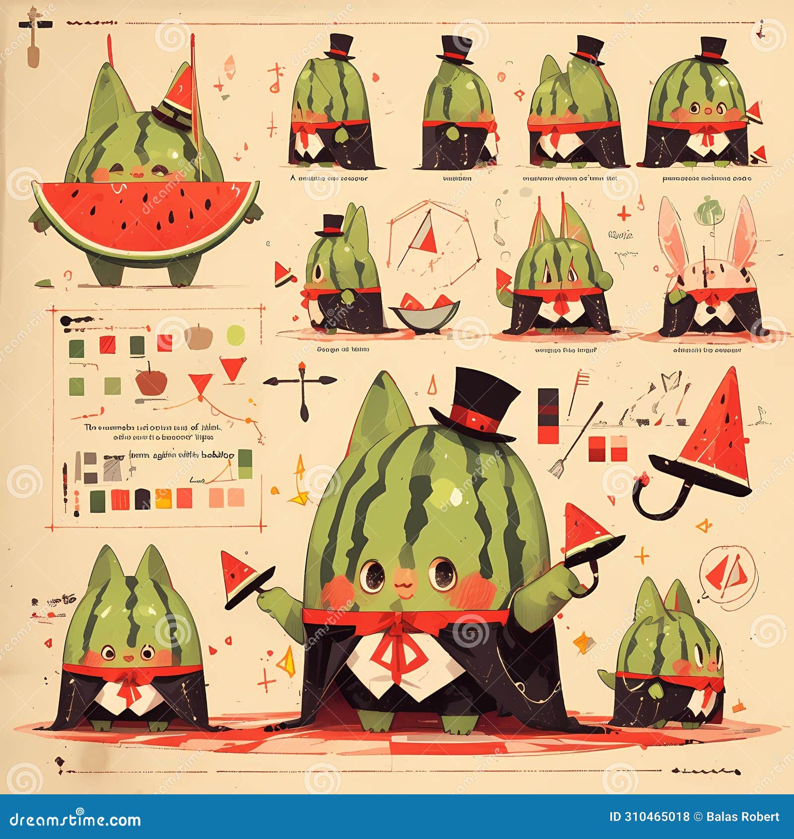 Watermelon Ghosts - Cute Halloween Fun Stock Illustration ...