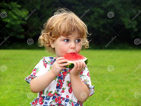 Watermelon Girl stock image. Image of bite, happy, melon - 159263