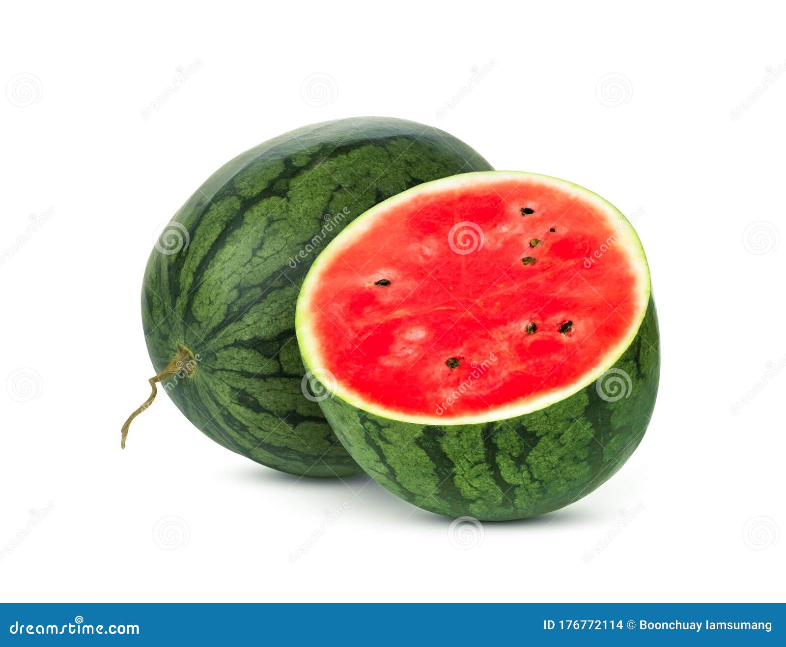 Watermelon with Half Isolated on White Stock Photo - Image of tasty ...