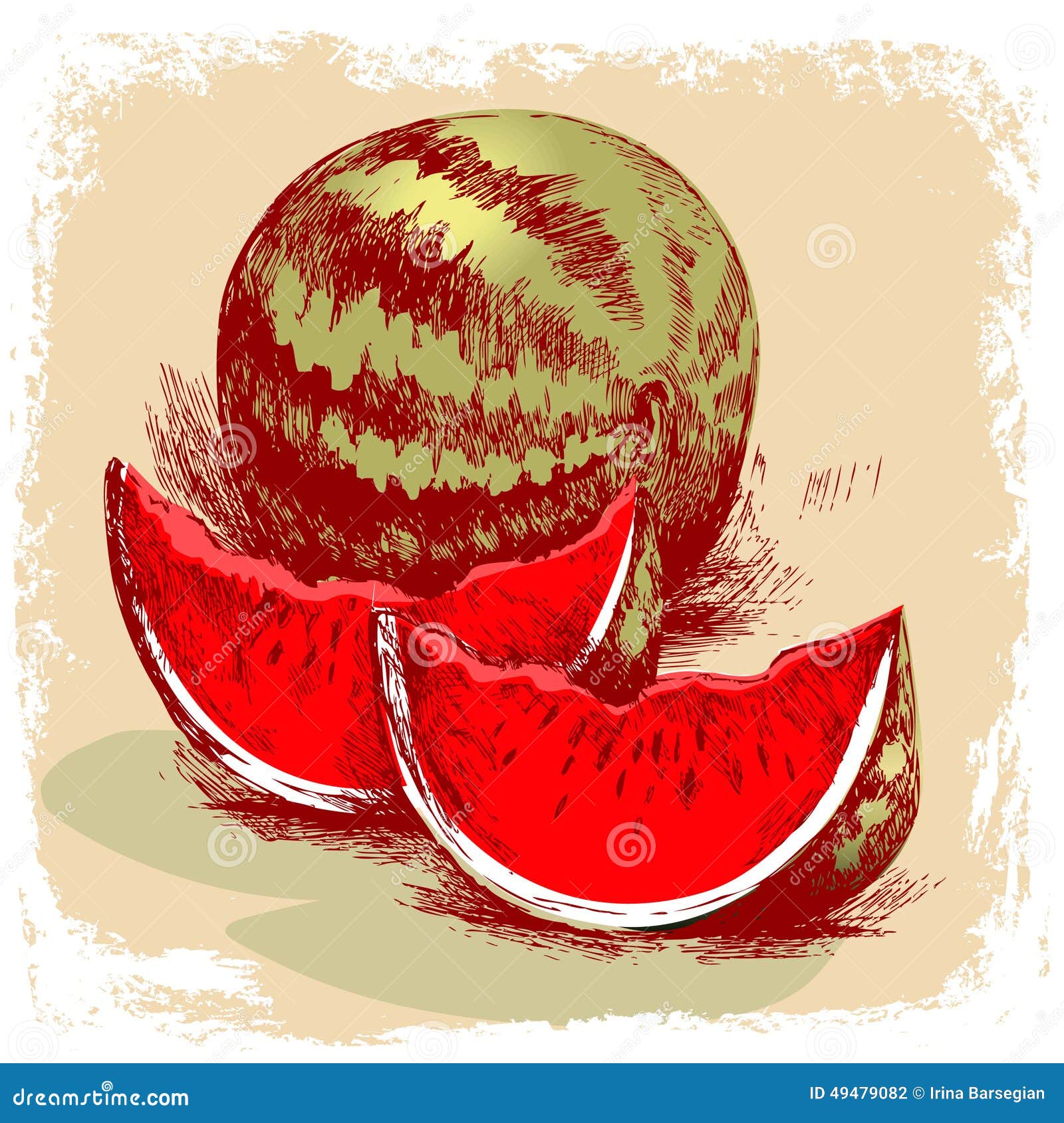 Watermelon Hand Drawn. Illustration Stock Vector - Illustration of ...
